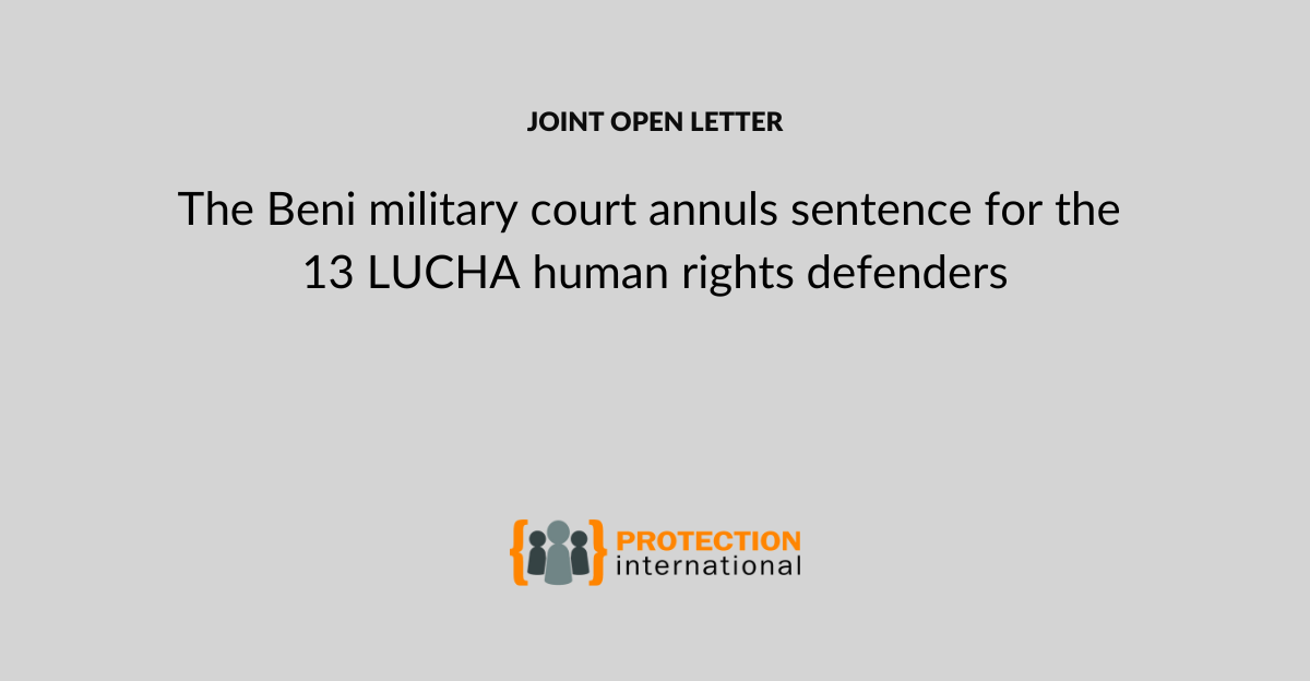 Beni military court annuls sentence for the 13 LUCHA HRDs