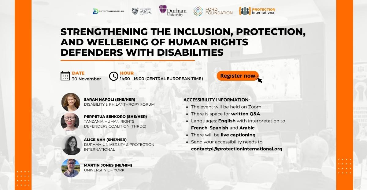 Webinar Nov 30: Inclusion, Protection, and Wellbeing of HRDs with ...
